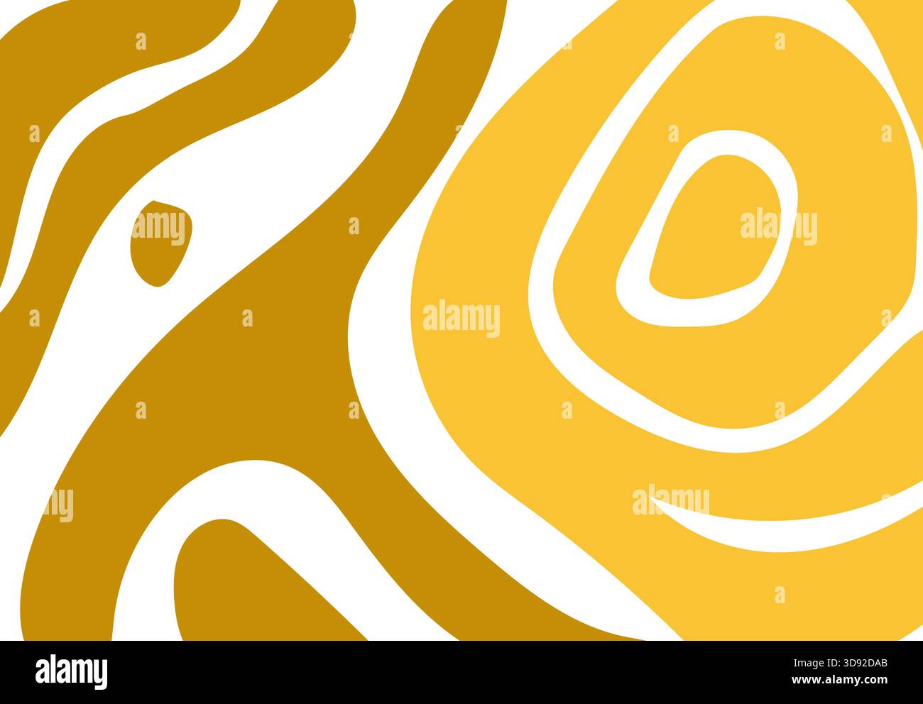 Abstract yellow background featuring thick white organic wavy lines ...