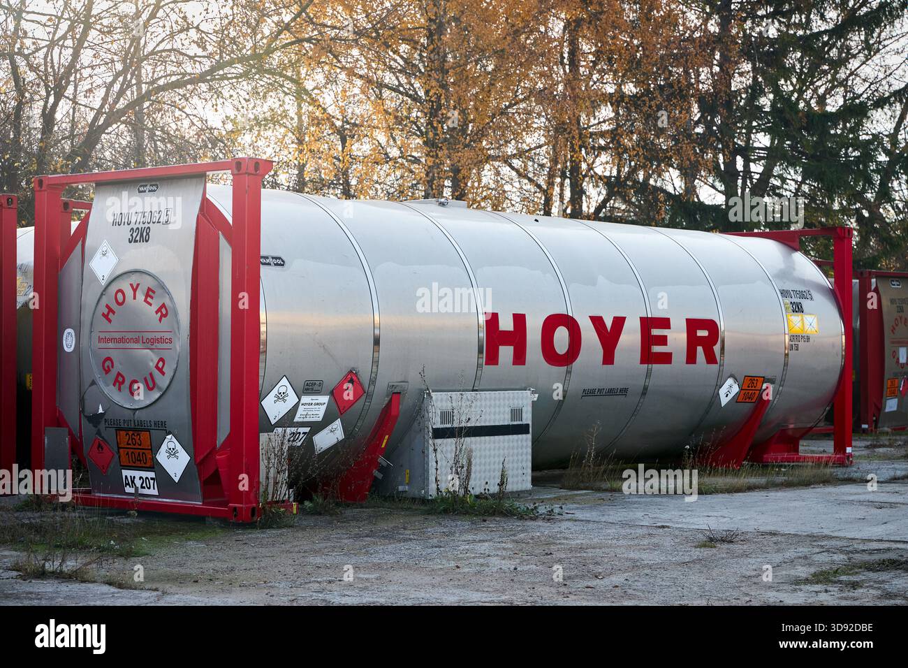 Minsk, Belarus - November, 5 2025: HOYER stainless steel ISO tank ...
