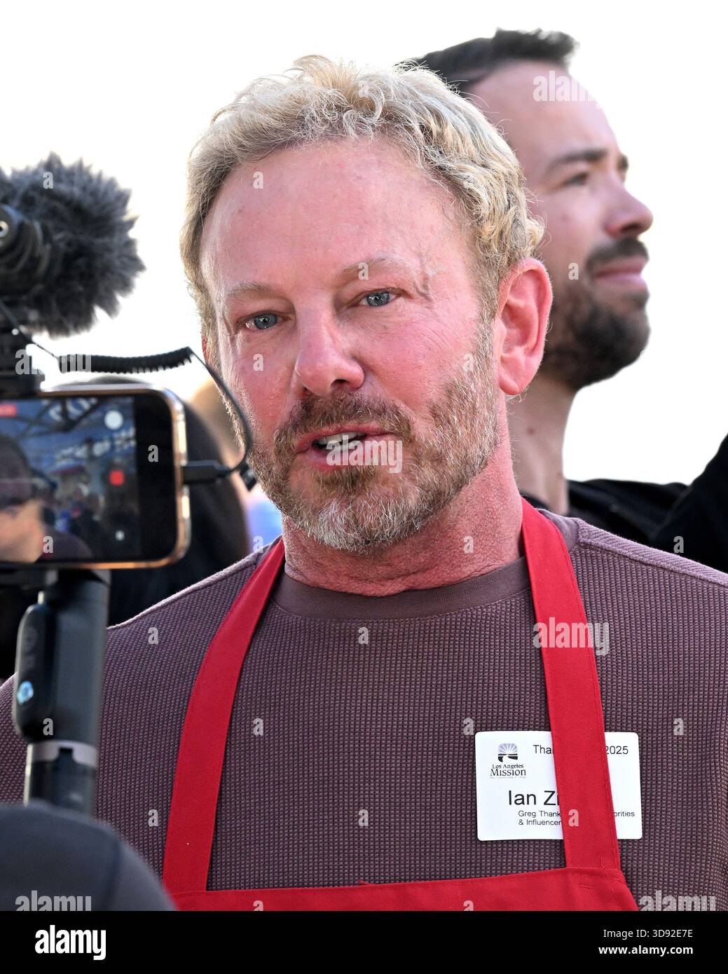 Actor Ian Ziering does an interview at the LA Mission on Skid Row in ...