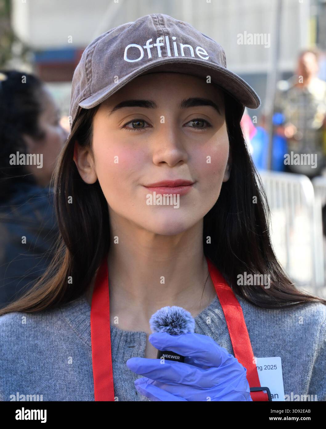 Actress Caylee Cowan does an interview at the LA Mission on Skid Row in ...