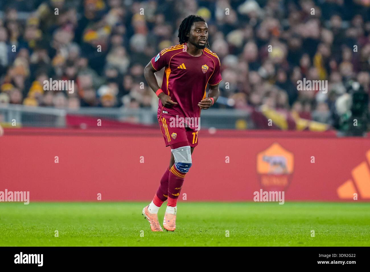 Manu Kone of AS Roma looks on during the Serie A Enilive match between ...
