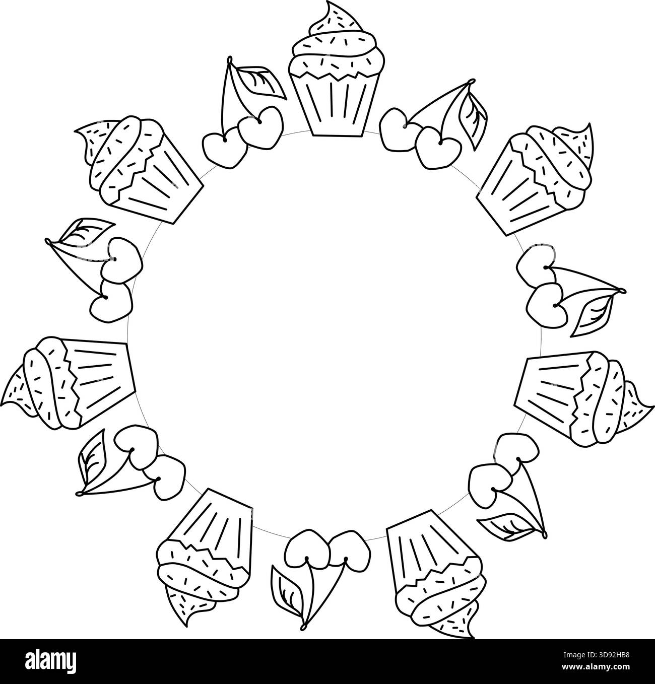 Circle food set abstract Black and White Stock Photos & Images - Alamy