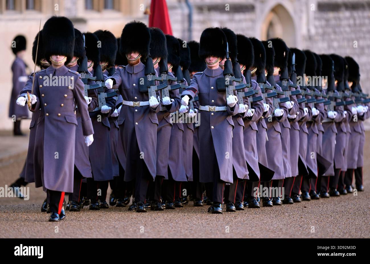 Grenadier guards march into the Quadrangle ahead of a ceremonial ...