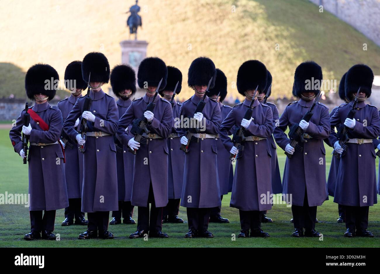 Grenadier guards form up in the Quadrangle ahead of a ceremonial ...