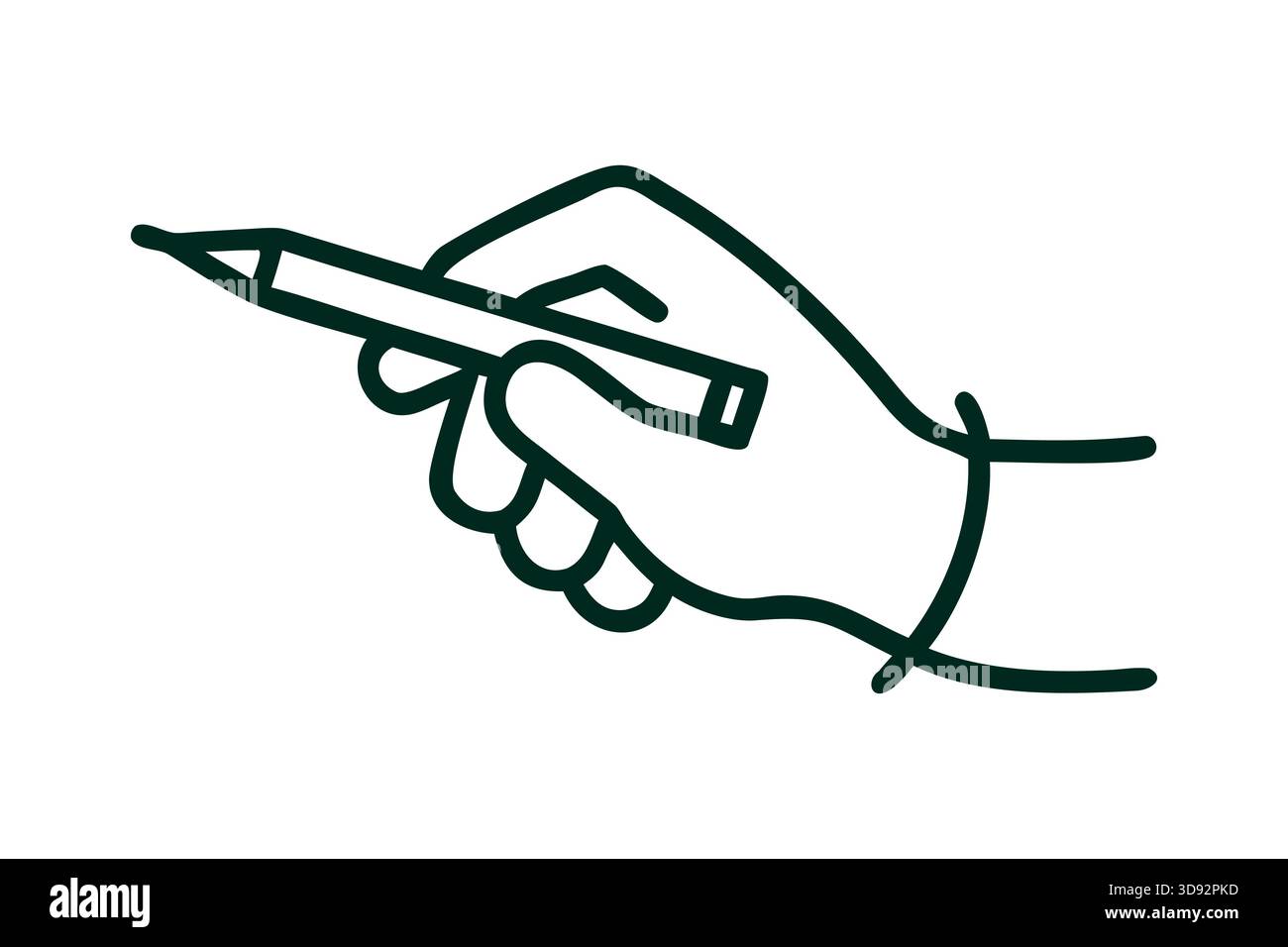 Hand holding pencil line art illustration design idea concept write ...
