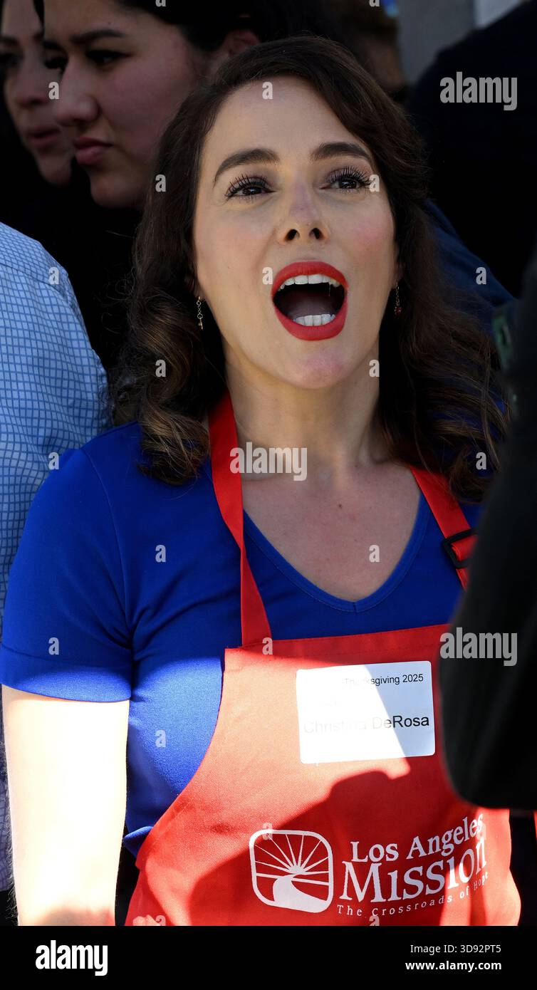 Actress CHristina DeRosa does an interview at the LA Mission on Skid ...