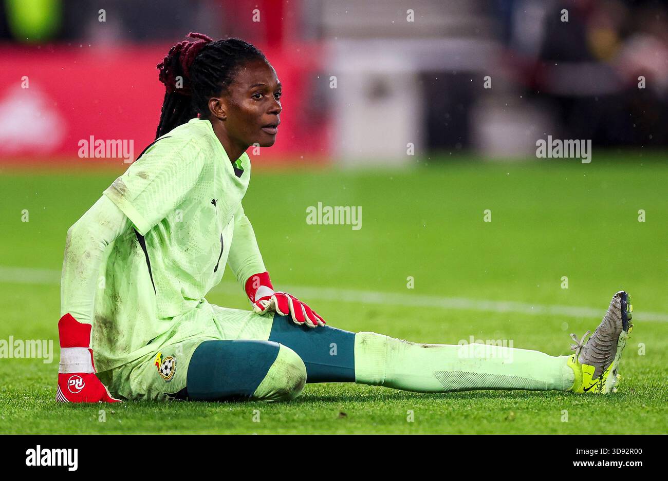 Ghana's goalkeeper Jennifer Cudjoe Findib during the women's ...