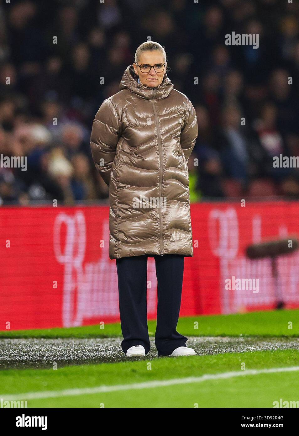 England manager Sarina Wiegman on the touchline during the women's ...