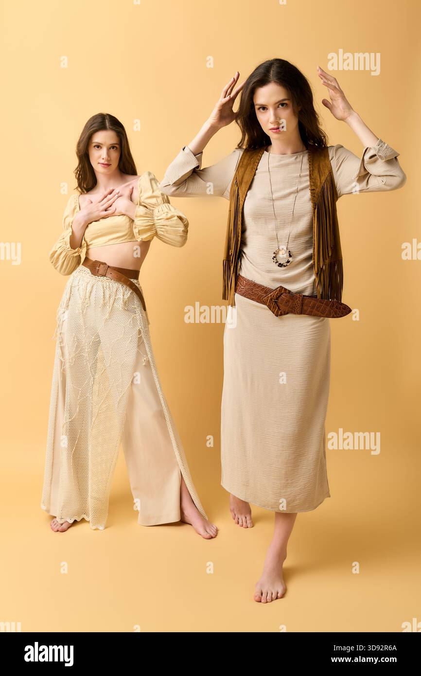 Twin sisters showcase their style in chic outfits and confident poses ...