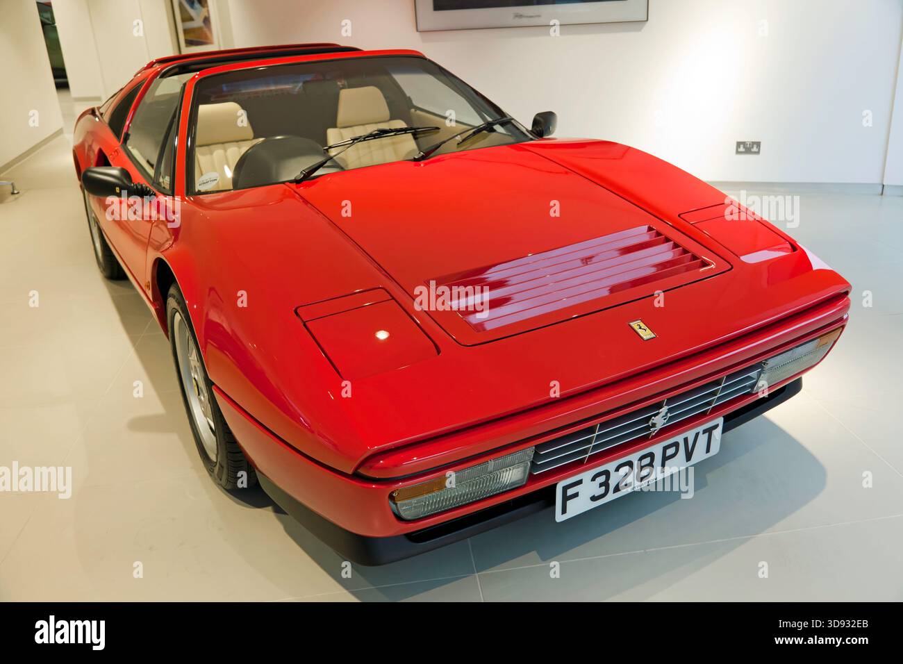 Three-quarter front view of a Red, 1989, Ferrari 328 GTS, in the ...