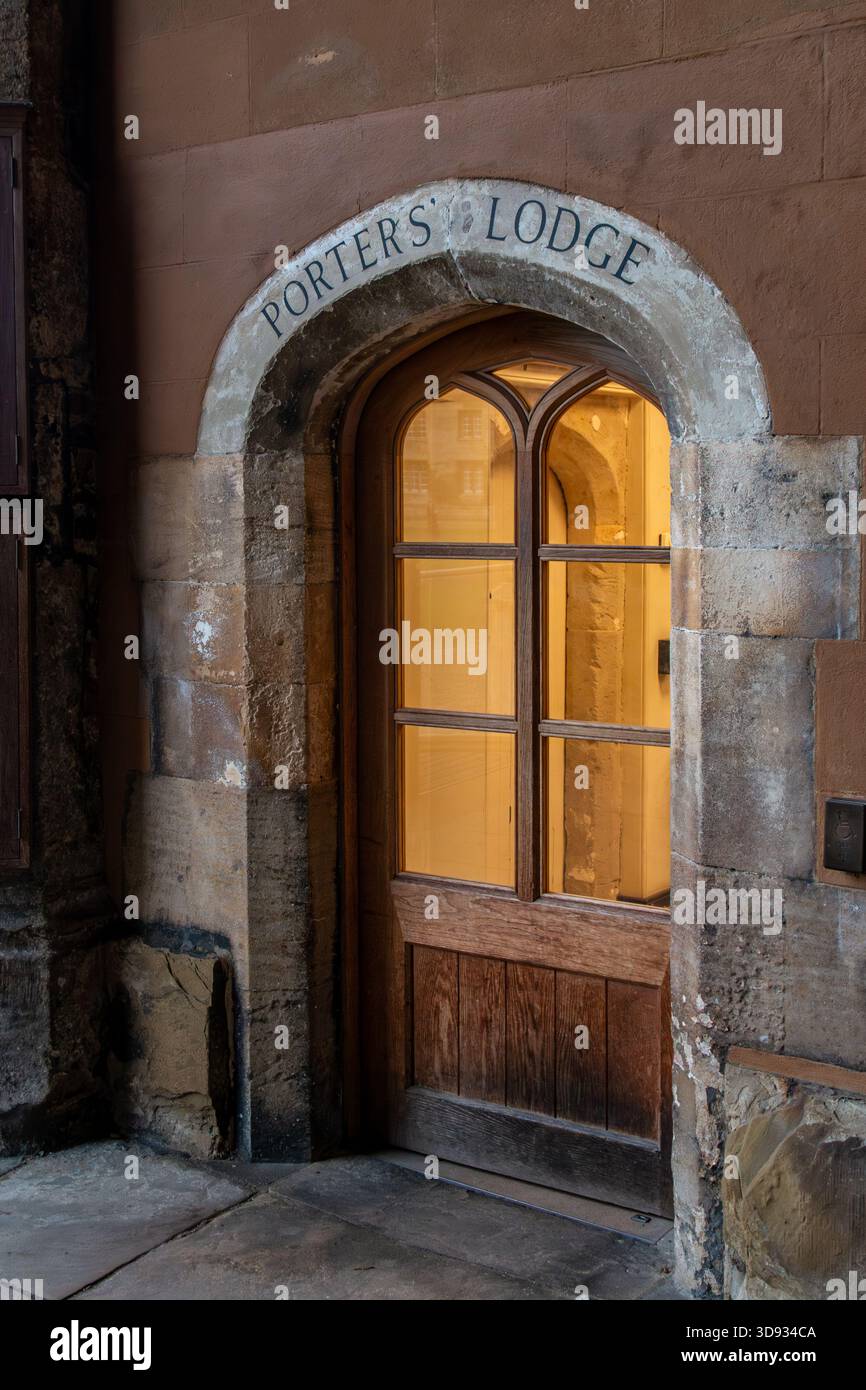 The door into the Porters Lodge in the Great Gate of Trinity College ...