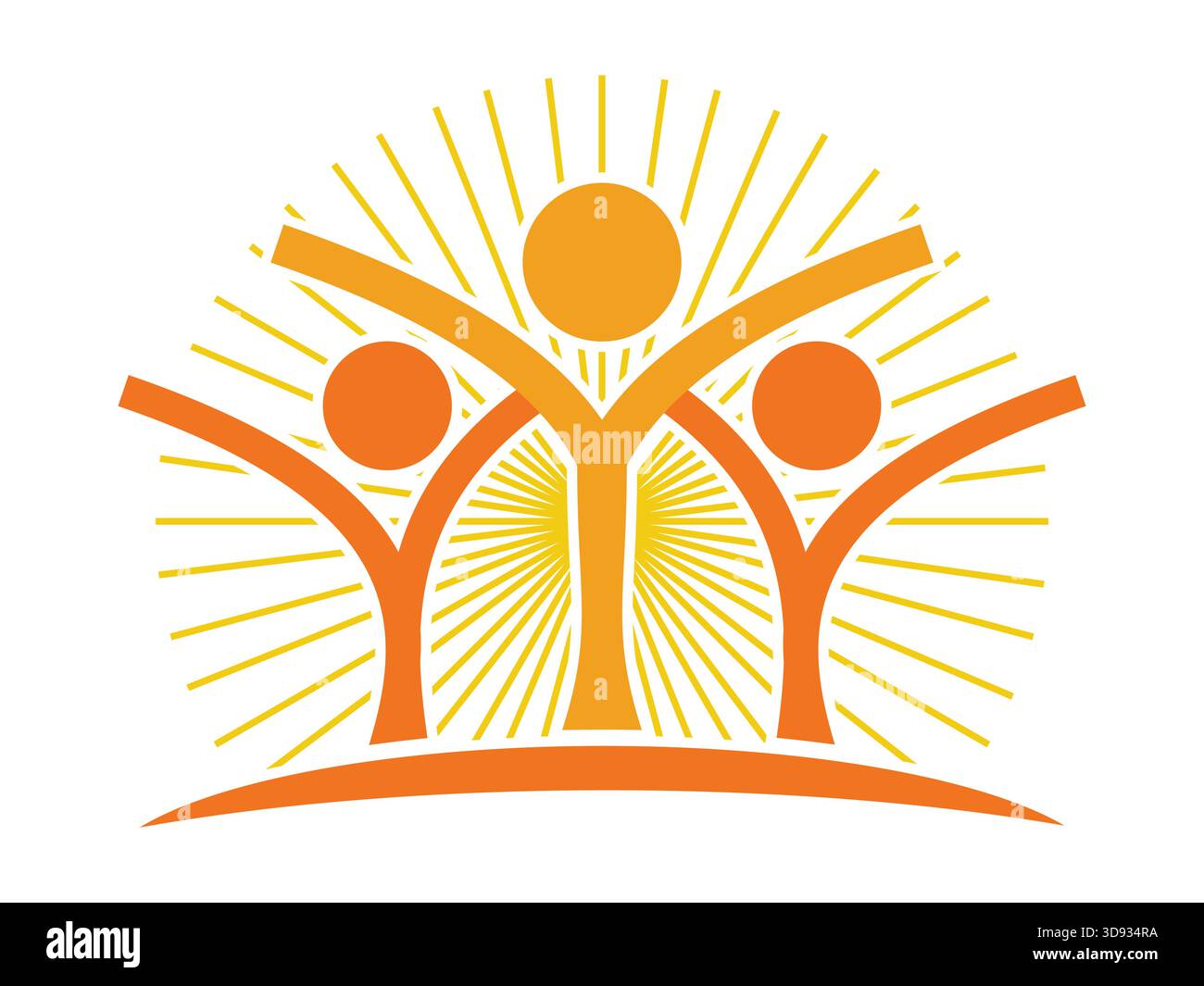 A bright and modern Sun People icon featuring a human silhouette ...
