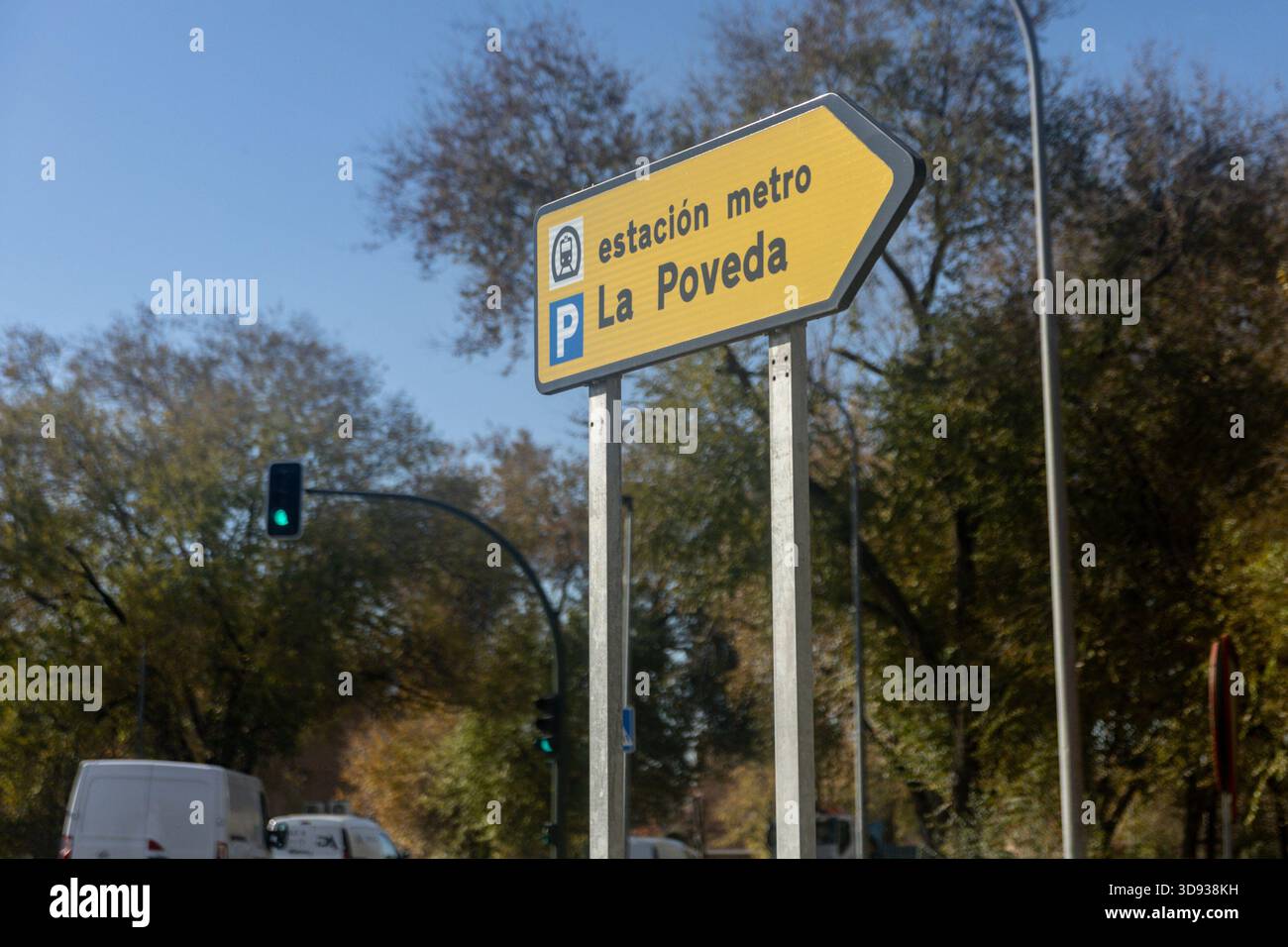 Address sign for the Arganda del Rey subway station, December 3, 2025 ...