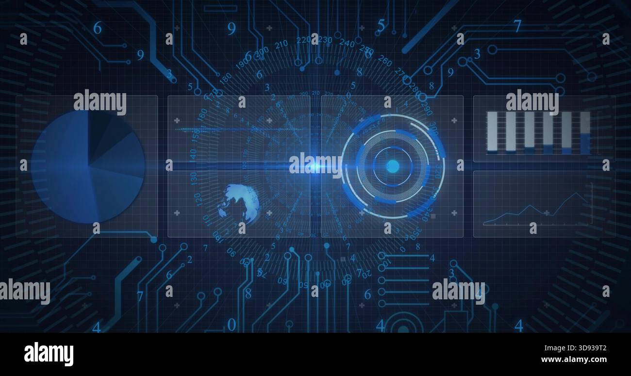 Displaying central dashboard showing rotating radar rings in UI, with ...