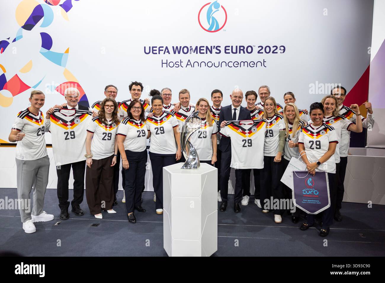The German delegation celebrates during the announcement ceremony for ...