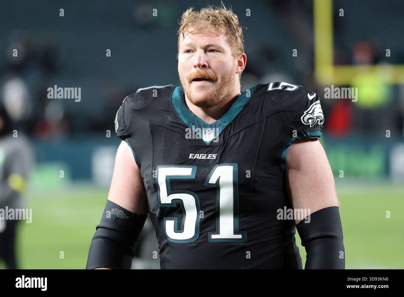 Philadelphia Eagles center Cam Jurgens (51) looks on after an NFL ...