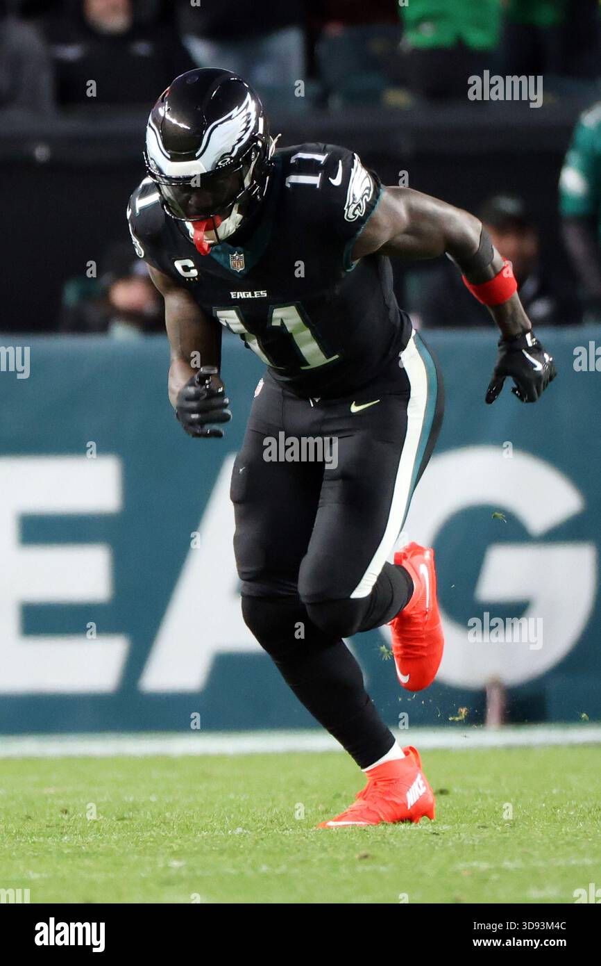 Philadelphia Eagles wide receiver A.J. Brown (11) runs a route during ...