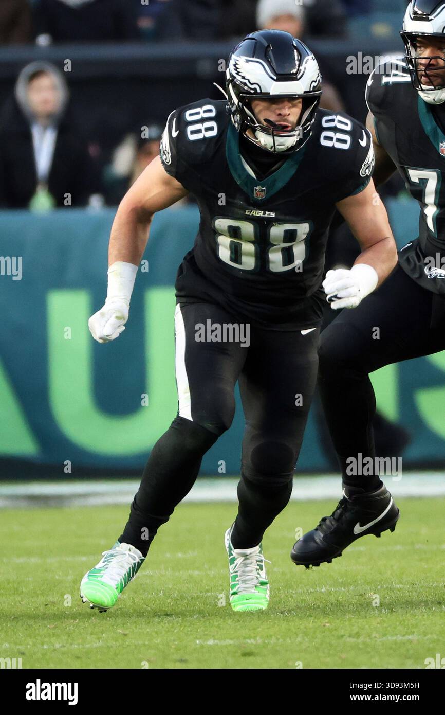 Philadelphia Eagles tight end Dallas Goedert (88) runs a route during an NFL football game ...
