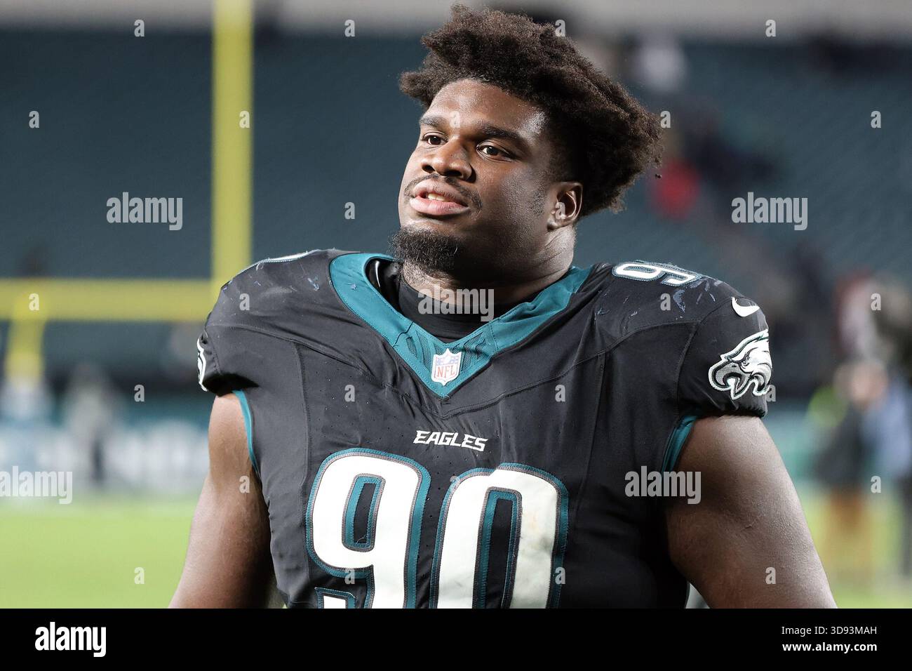 Philadelphia Eagles defensive tackle Jordan Davis (90) looks on after ...