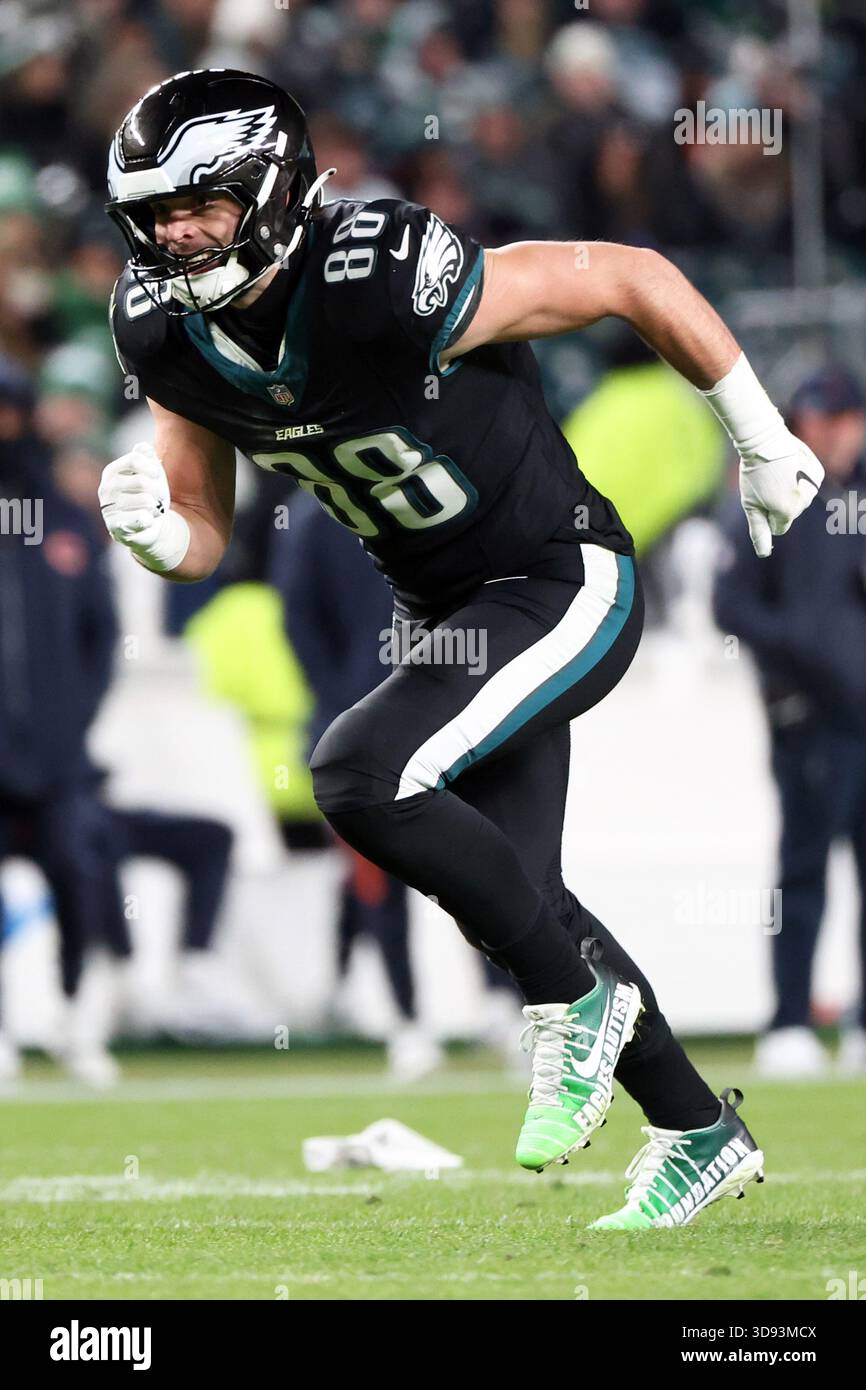 Philadelphia Eagles tight end Dallas Goedert (88) runs a route during an NFL football game ...