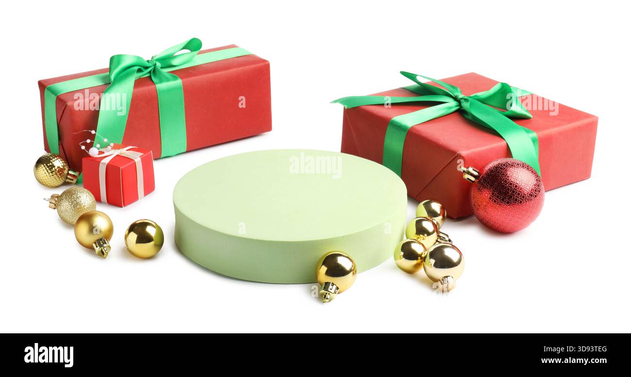 Christmas banner background podium Cut Out Stock Images & Pictures - Alamy