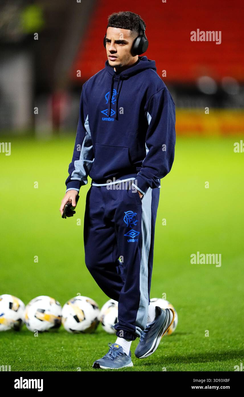 Rangers' Max Aarons ahead of the William Hill Premiership match at The ...