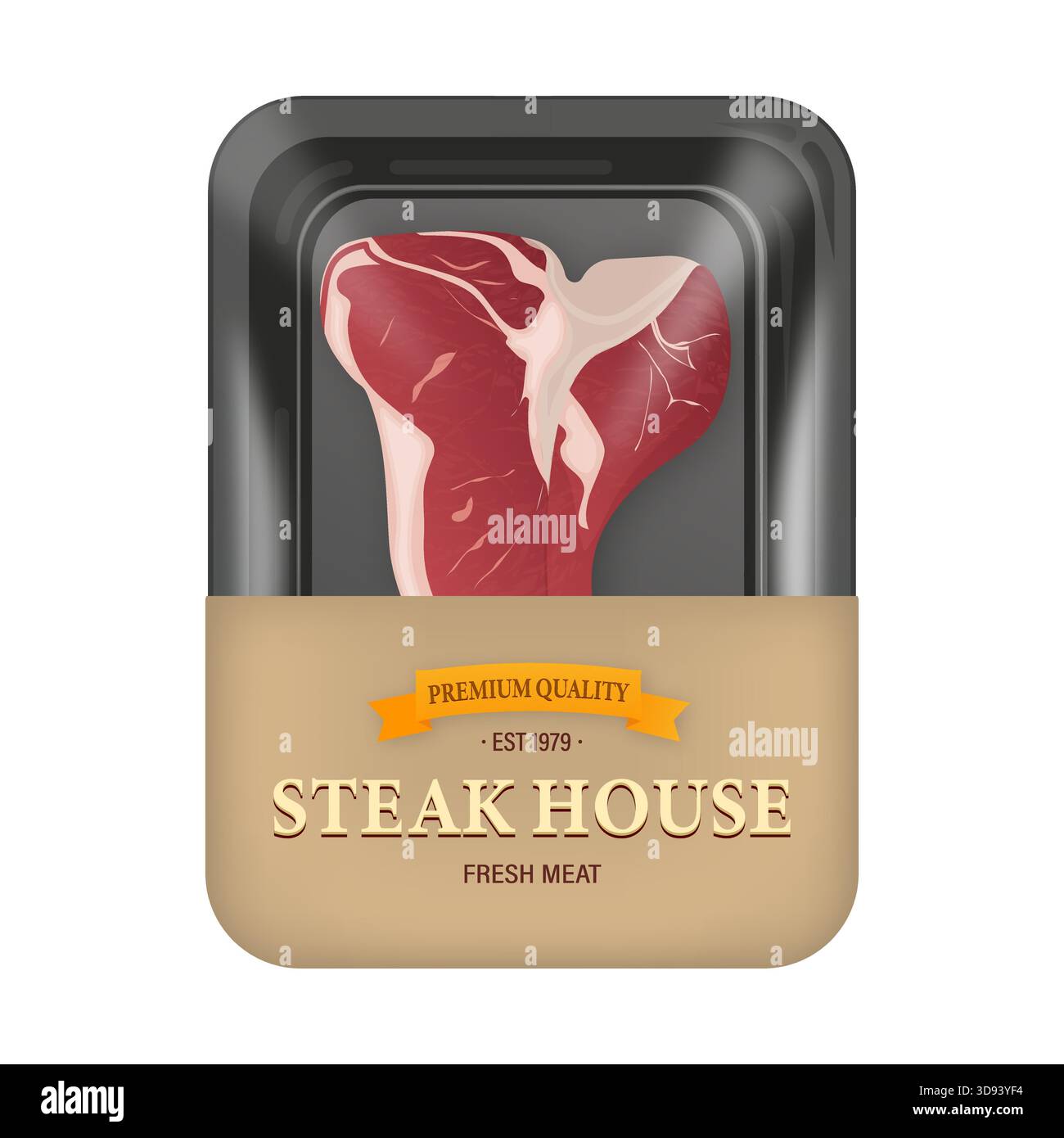 Bone steak in vacuum Stock Vector Images - Alamy