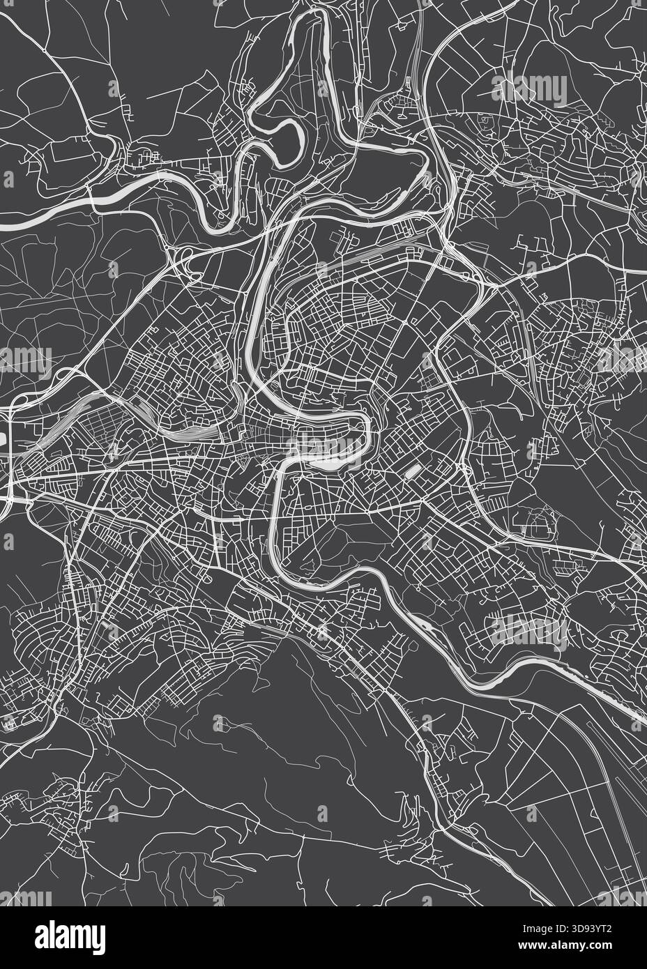 City map Bern, monochrome detailed plan, vector illustration Stock ...