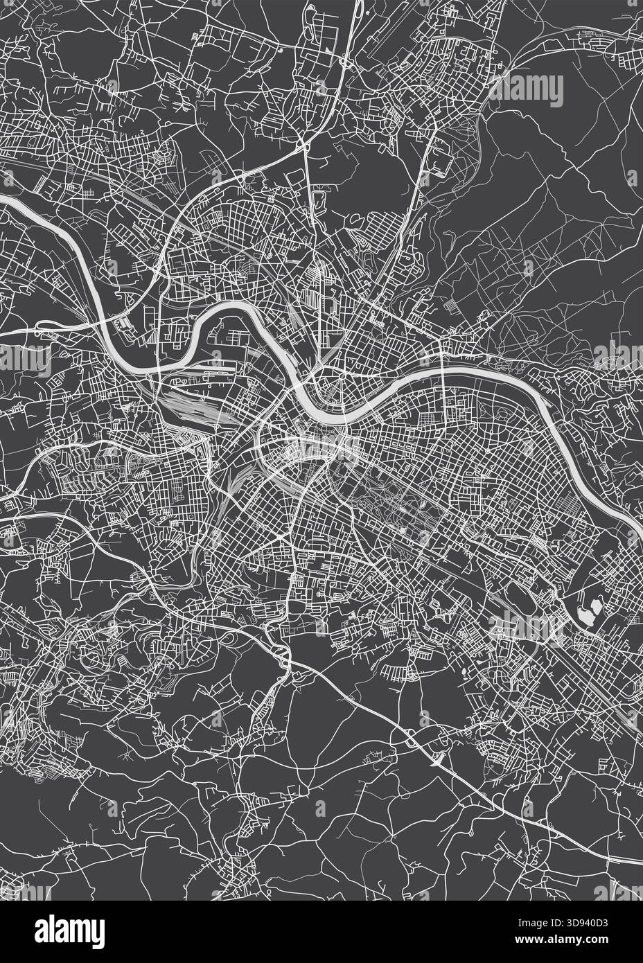 City map Dresden, monochrome detailed plan, vector illustration Stock ...