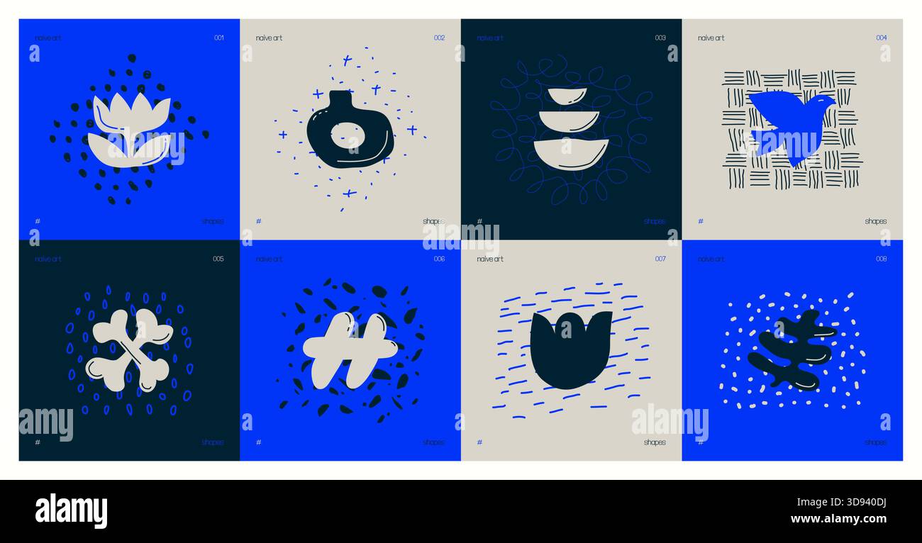 Set of compositions from silhouettes minimalistic bizarre childish ...
