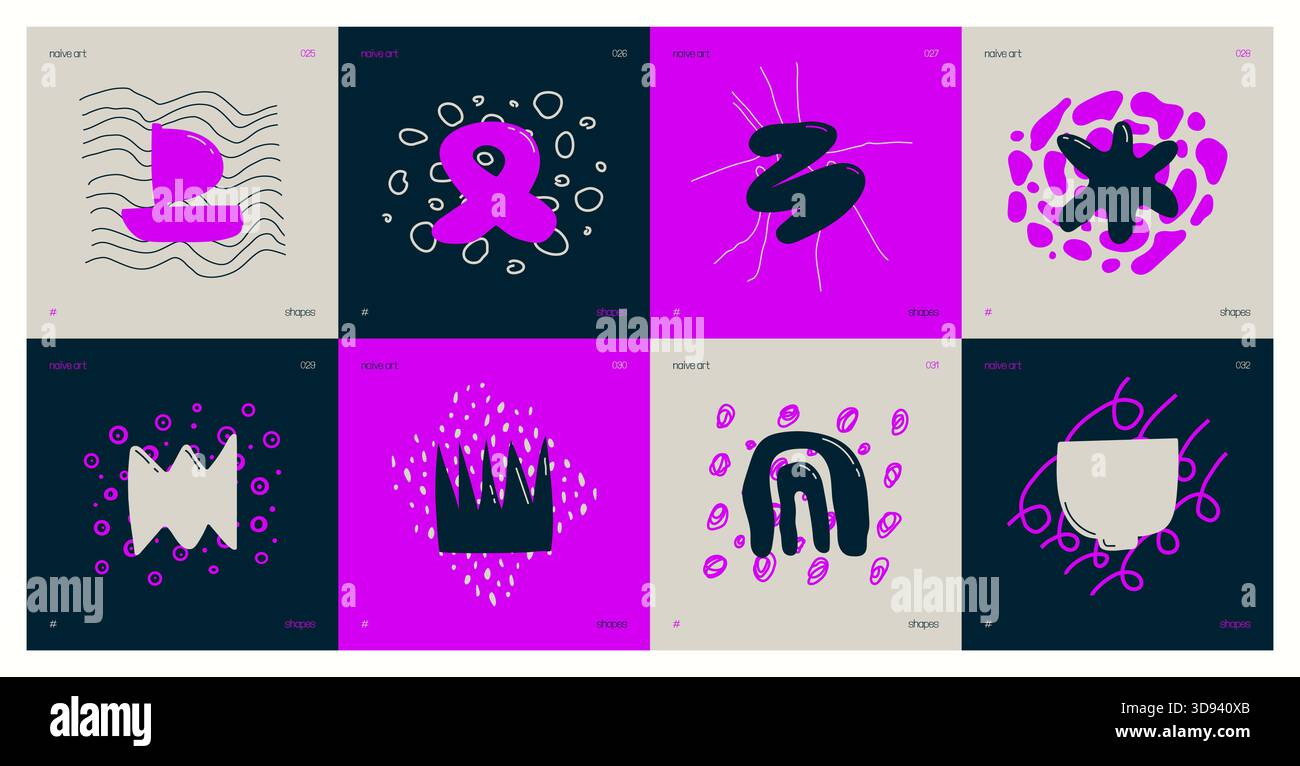 Set of compositions from silhouettes minimalistic bizarre childish ...