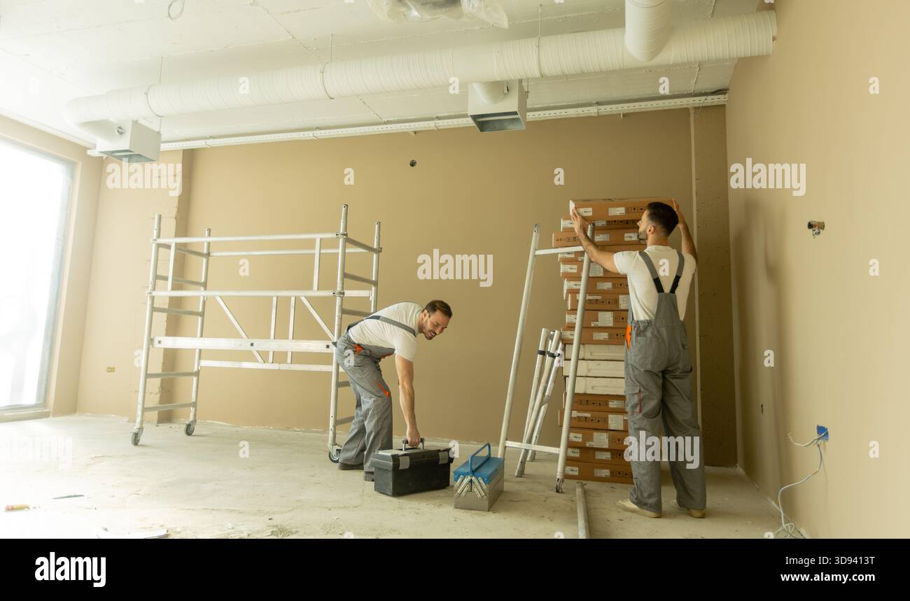 Construction workers seen setting hi-res stock photography and images ...