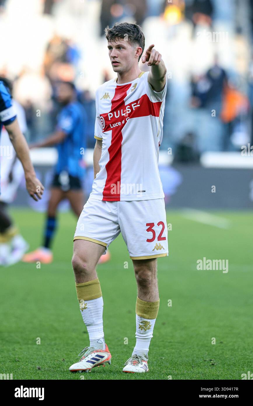Bergamo, Italy. 3rd December 2025. Morten Frendrup (32) of Genoa seen ...