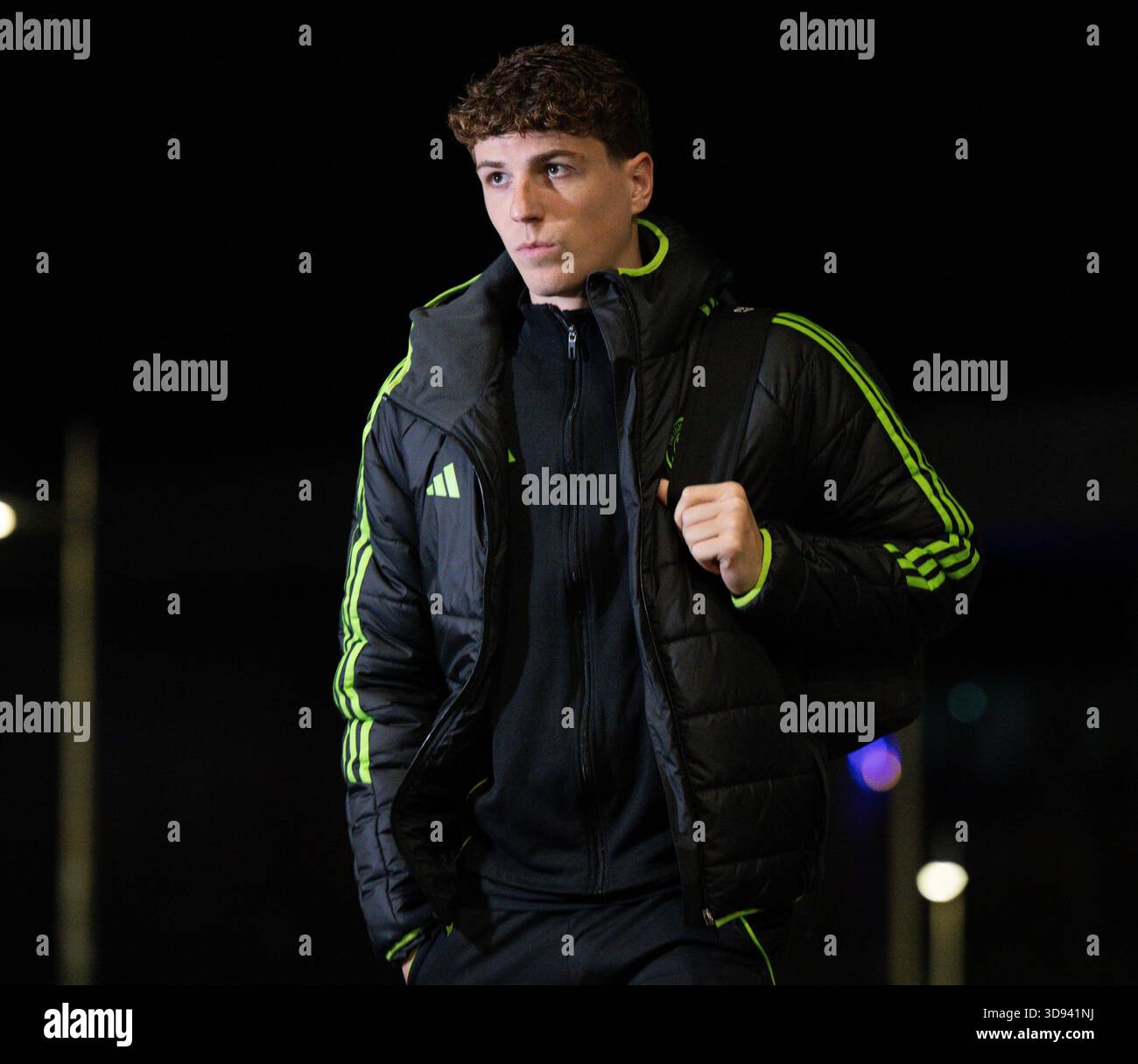 GLASGOW, SCOTLAND - DECEMBER 03: Celtic’s Arne Engels arrives ahead of ...