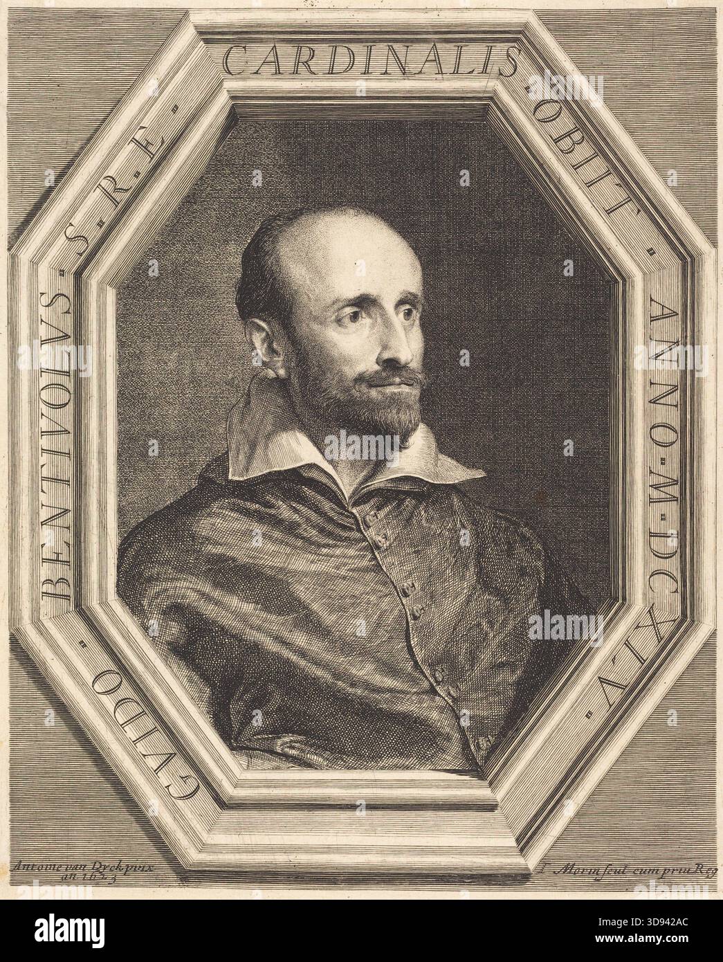 Historical illustration artwork of Cardinal Guido Bentivoglio, engraved ...