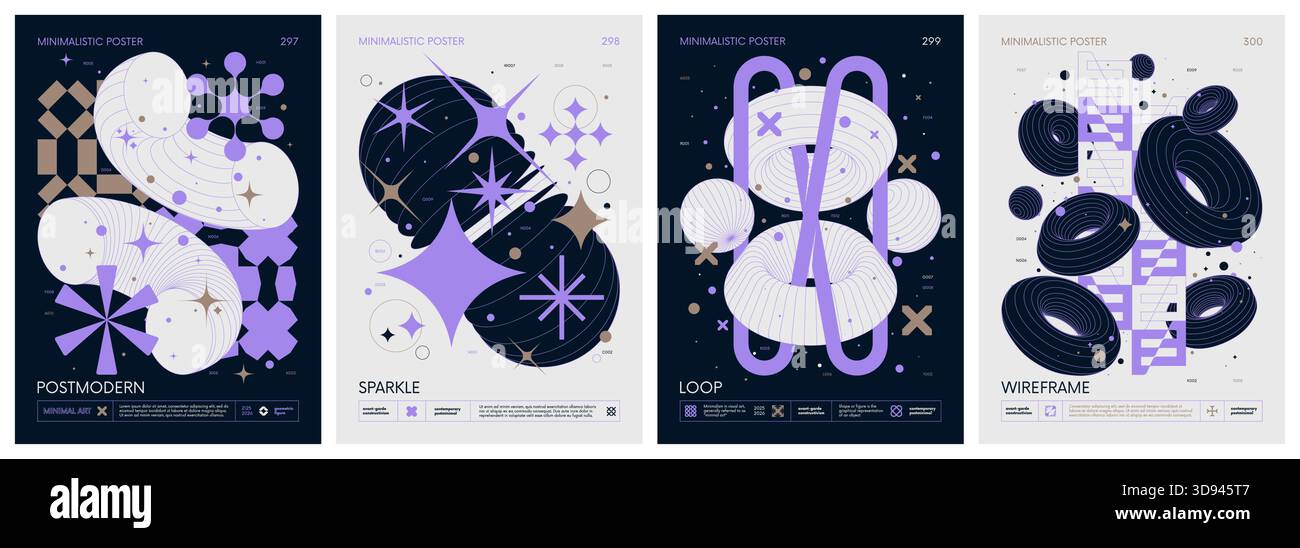 Brutalist style vector minimalistic Posters with silhouette basic ...