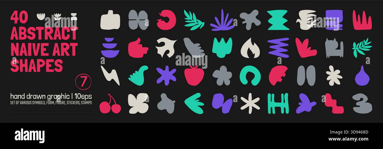 Collection of various hand drawn bizarre abstract geometric unusual ...