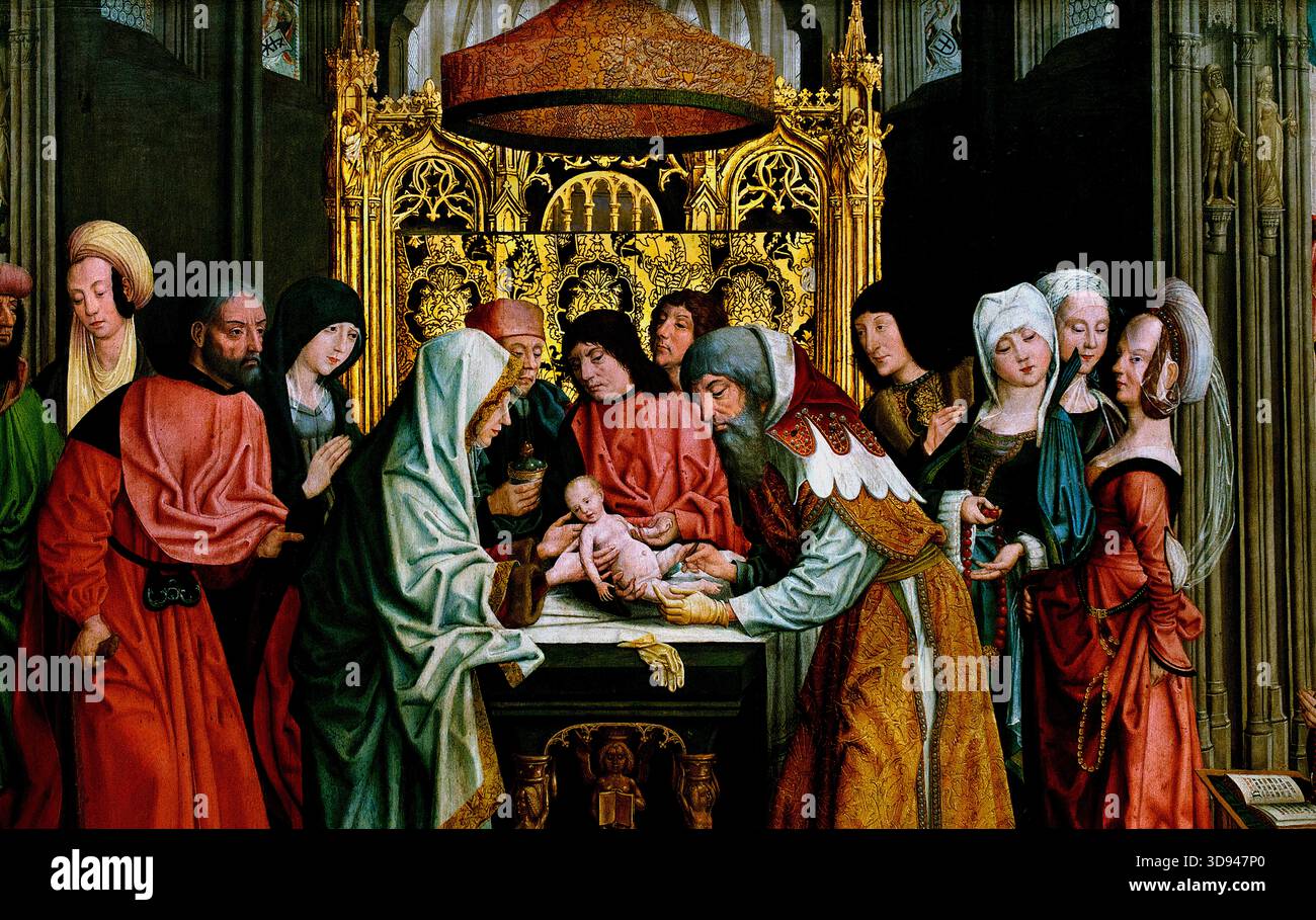 Circumcision the scene depicts the moment in which mary hi-res stock ...