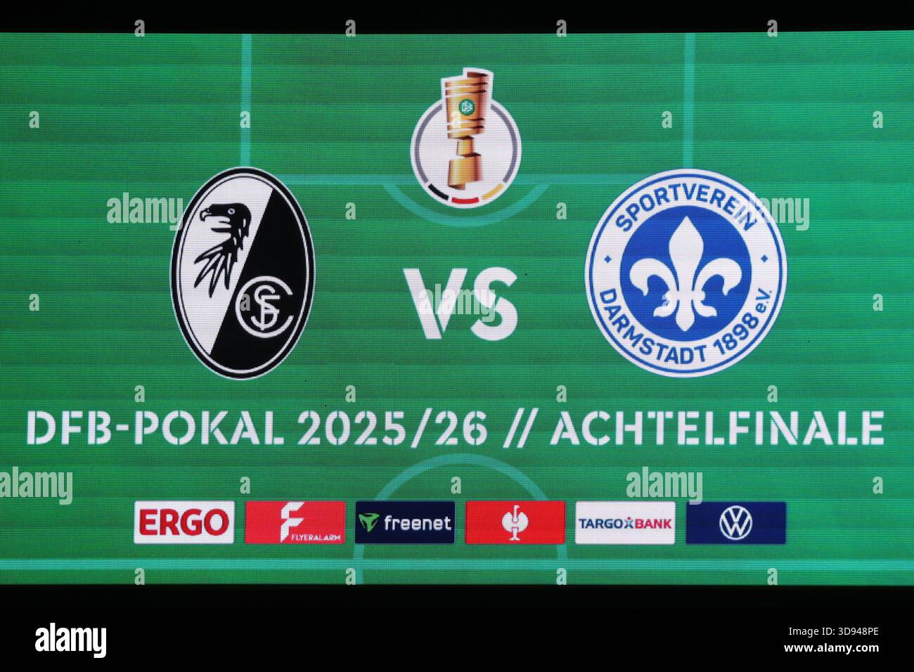 Display board with the match for the DFB-Pokal [German Cup] 2025-26 ...