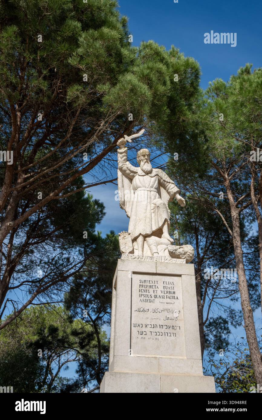 The statue of the Prophet Elijah at the Carmelite Monastery on Mount ...