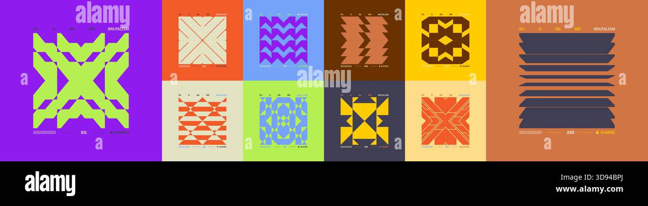 Futuristic assets brutal bold modern mosaic print design with abstract ...