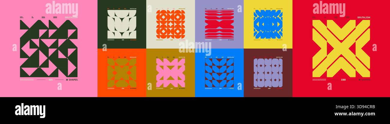 Postmodern tech geometric compositions in cyberpunk style, Futuristic ...