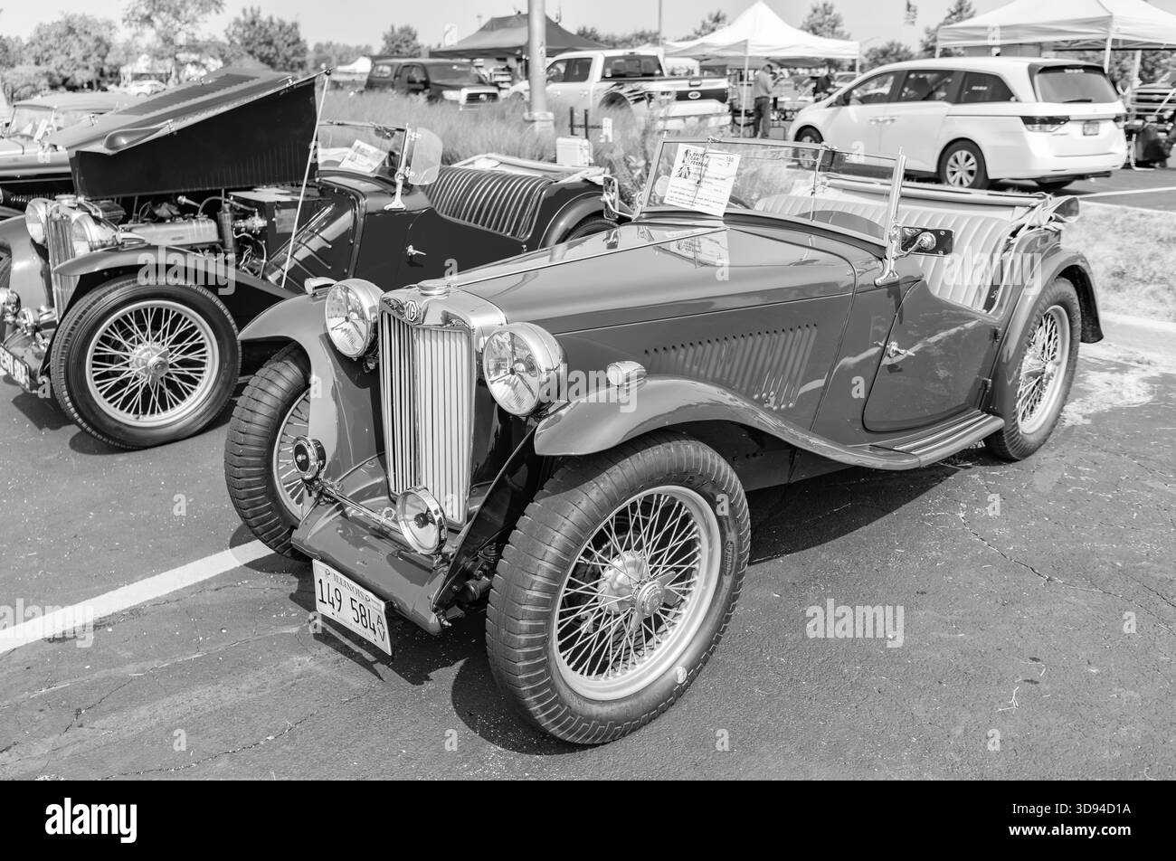 Chicago, Illinois, USA - September 08, 2024: MG TC roadster two seater ...
