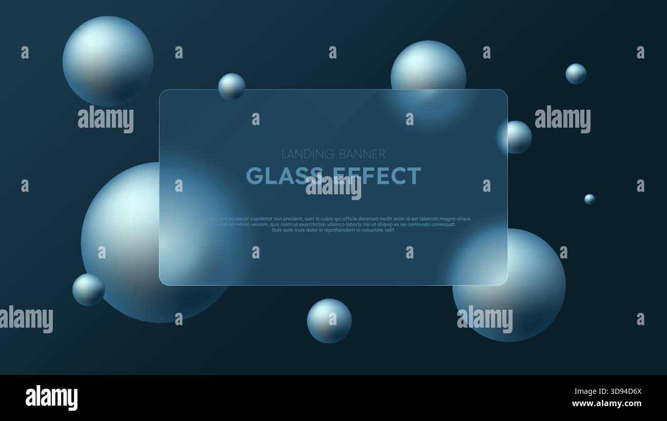 Square transparent glass frame with a blurred effect on a background ...