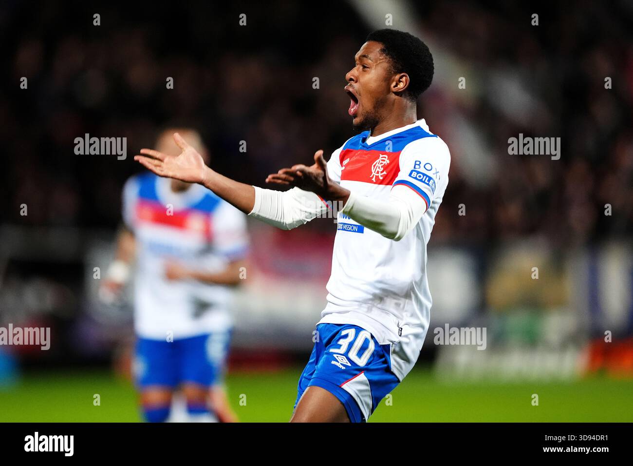 Rangers' Jayden Meghoma celebrates scoring their side's first goal ...
