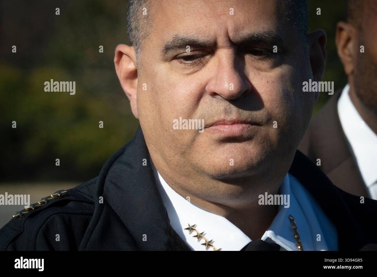 Prince George's County Police Chief George Nader speaks with reporters ...