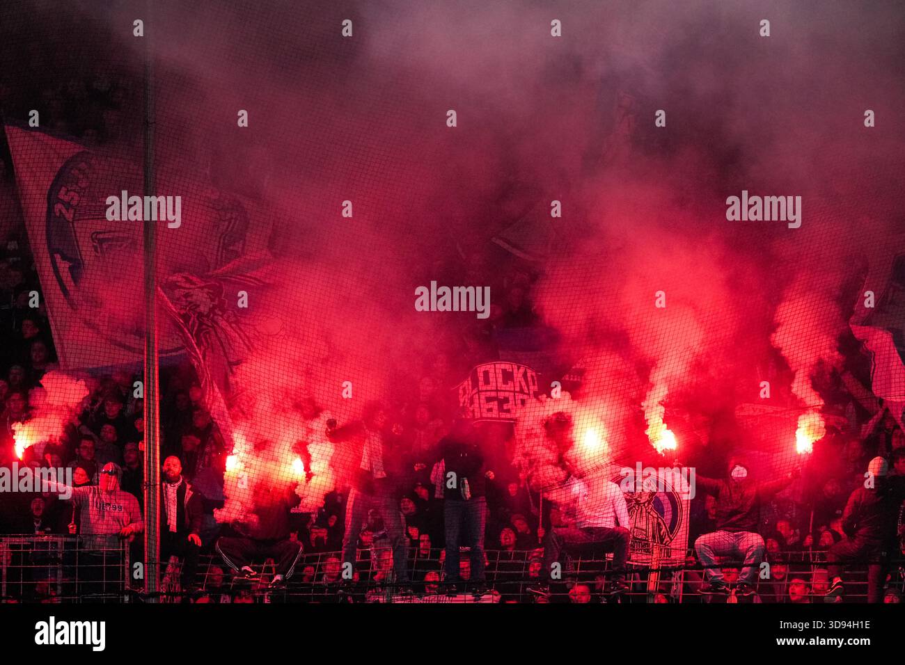 BOCHUM, GERMANY - DECEMBER 3: VfL Bochum supporters light pyro ...