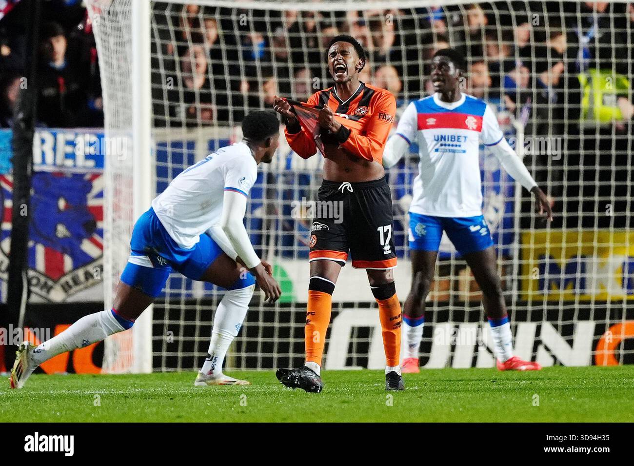 Dundee United's Amar Fatah reacts during the William Hill Premiership ...