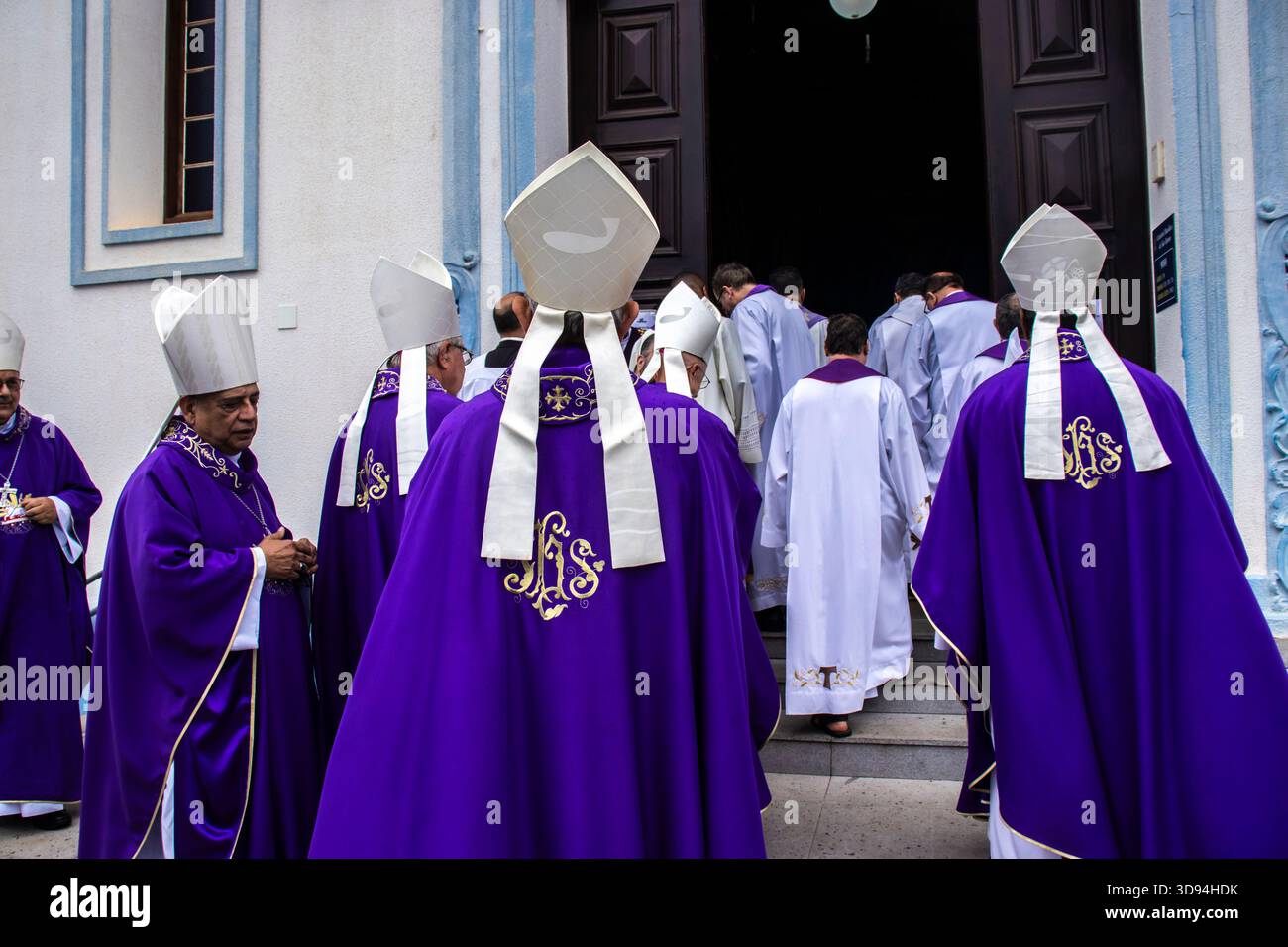 Marilia, SP, Brazil, December 02, 2025. Bishops and priests in purple ...