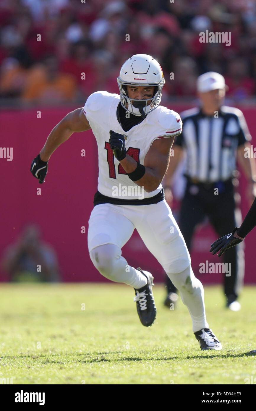 Arizona Cardinals wide receiver Michael Wilson (14) runs his receiving ...